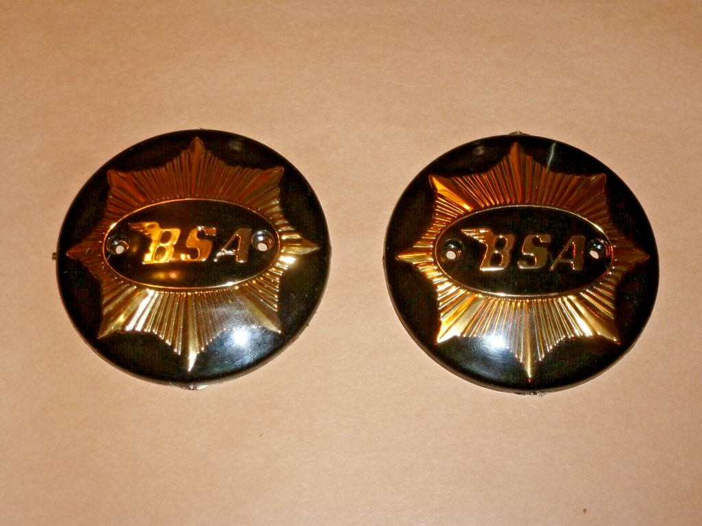 BSA ROUND Gas Fuel Tank Badge SET 1949-63 BLACK/GOLD 65-8228 65-8193 ...