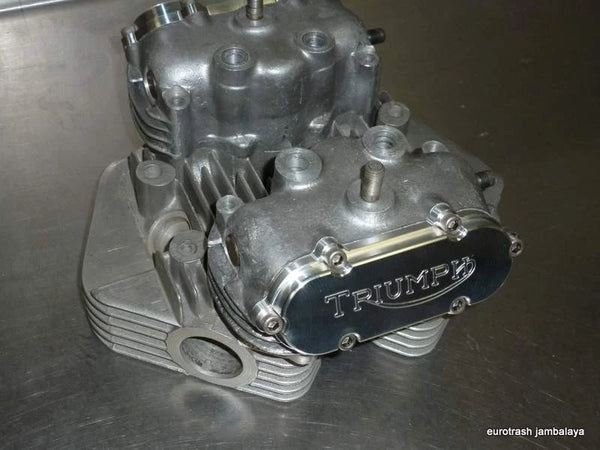 Triumph 750 T140 Valve Cover Set BILLET ENGRAVED USA-made racing custo ...