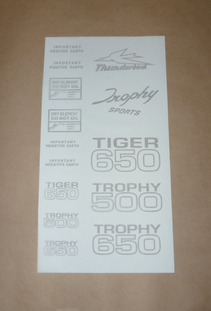 Triumph Waterslide Decal Set 3 trophy bonneville tiger 500 650 side co ...